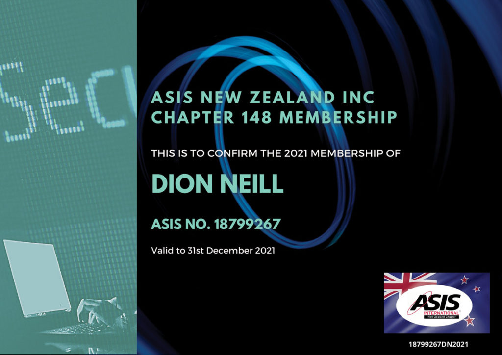 Dion Neill, Member - ASIS New Zealand - The Neill Group (TNG)